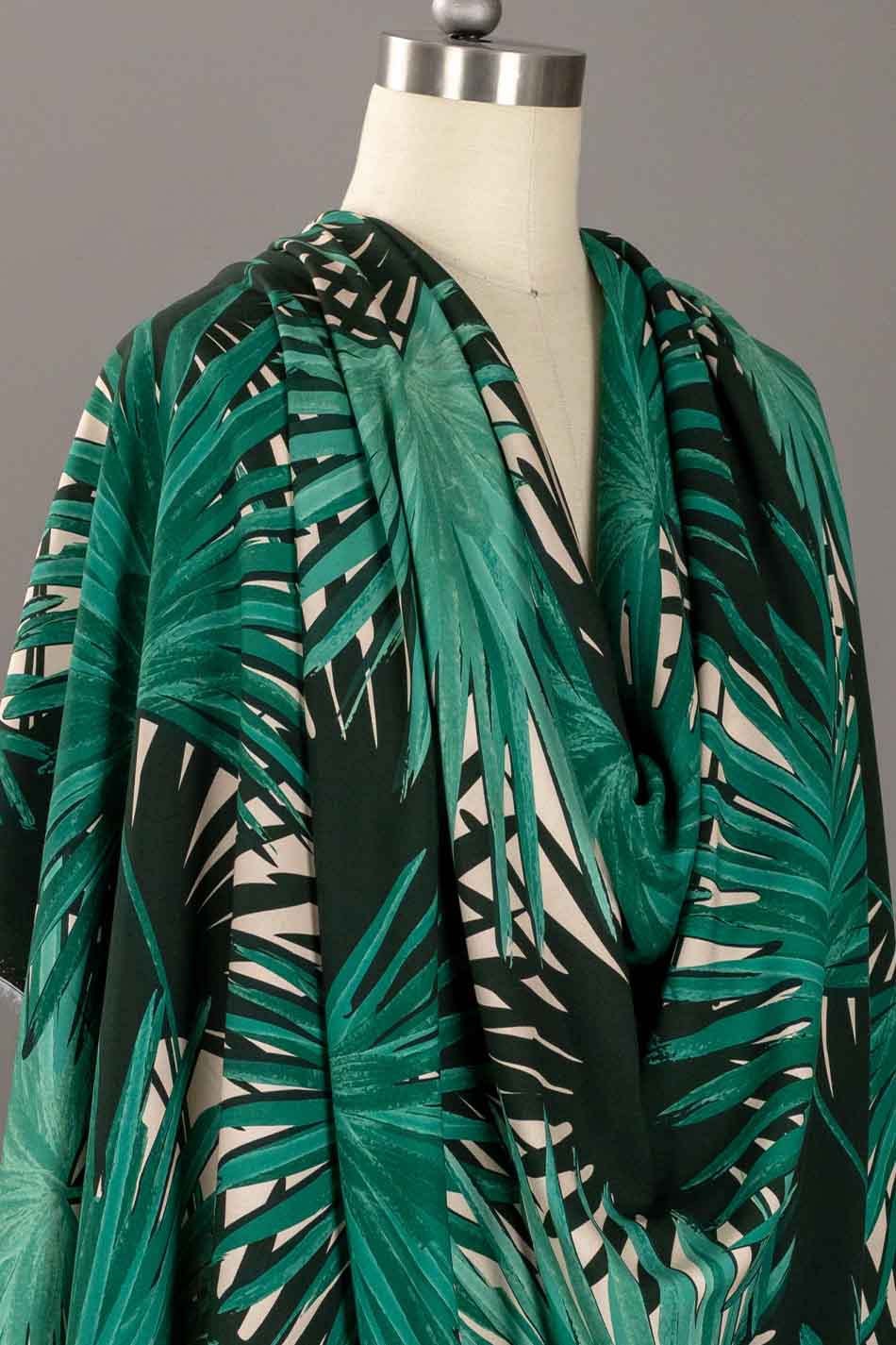 100% Rayon Challis - Palms in Jade and Blush - 1/4 yard – Workroom Social