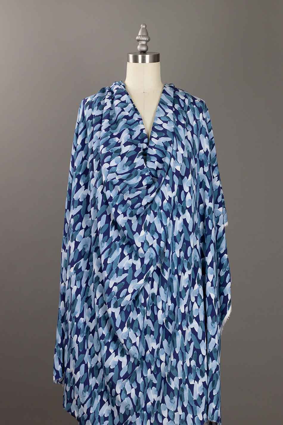 100% Rayon Challis - Flutter in Navy Monochrome - 1/4 yard – Workroom ...