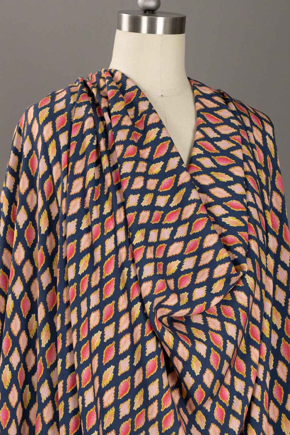 100% Rayon Challis - Poppy Ikat in Warm - 1/4 yard – Workroom Social