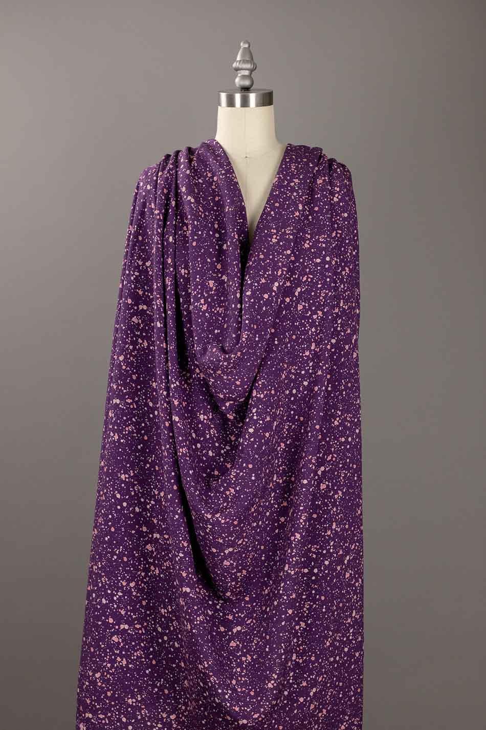 100% Rayon Challis - Splatter Plum and Coral - 1/4 yard – Workroom Social